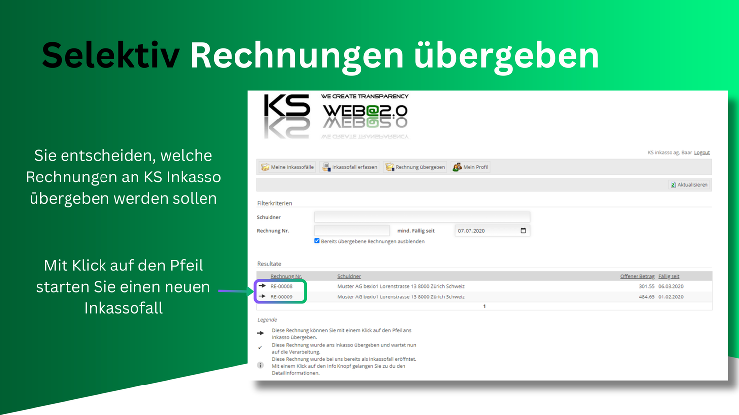 Funktionen | KS Inkasso | bexio Marketplace